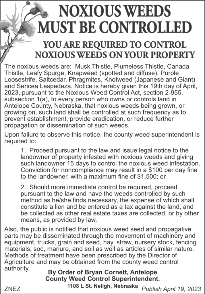 Noxious Weeds Must Be Controlled - The Elgin Review Online Edition
